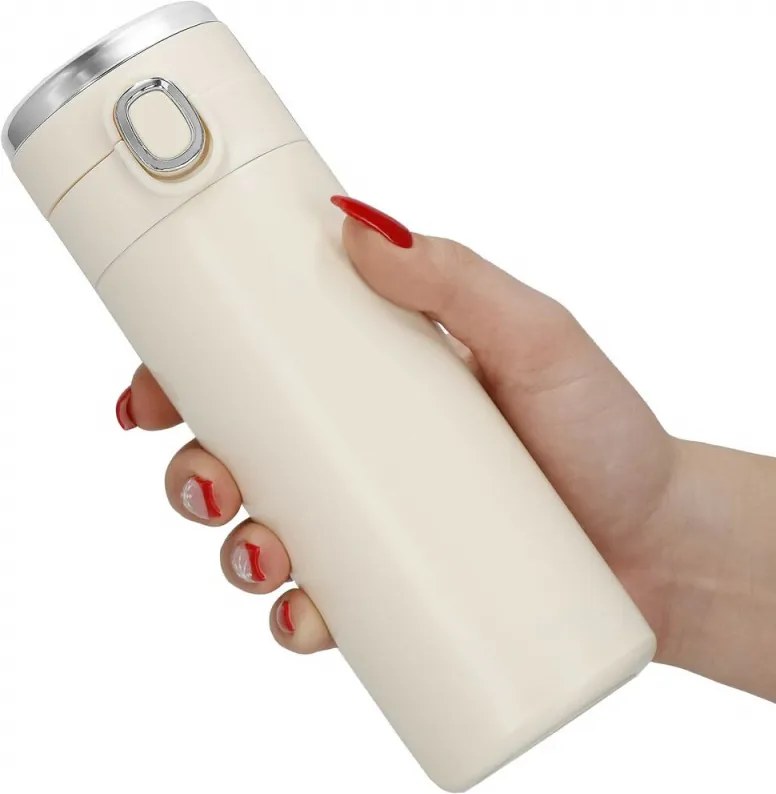 Nerezová termoska s teploměrem 420 ml SPRINGOS THERMOS krémová