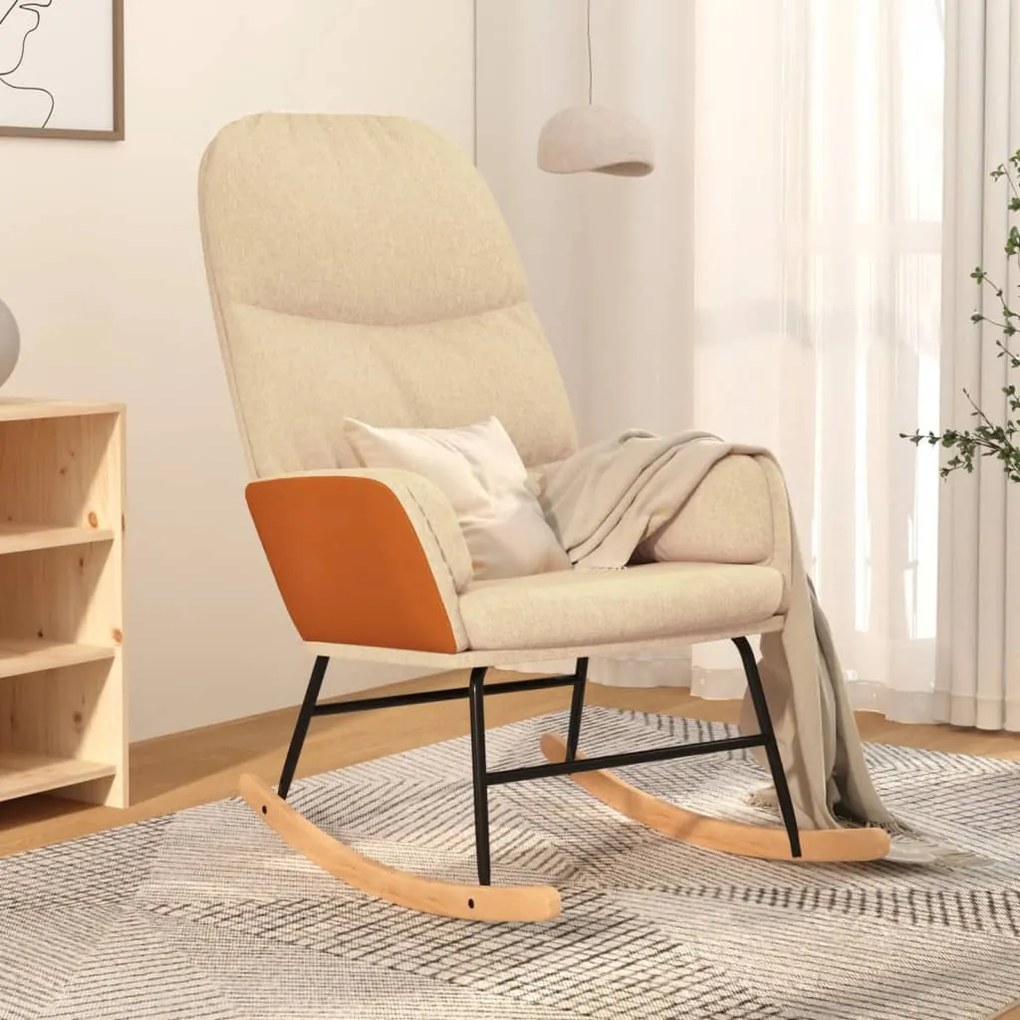 Houpací křeslo krémově bílé textil 341044