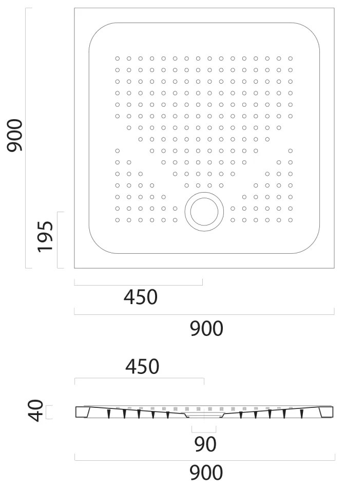 GSI Keramická sprchová vanička, čtverec 90x90x4cm, bílá ExtraGlaze 47090911