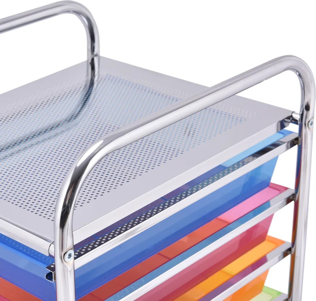 Costway Koupelnový vozík válečkový kontejner se zásuvkami vícebarevný materiál