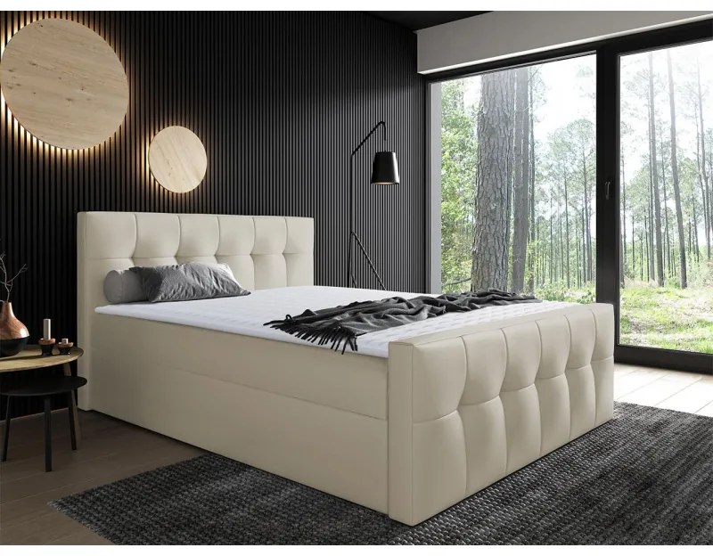 Kontinentální postel Larnaka, Rozměr postele: 200x200, Barva:: ekokůže Soft 011 (černá)
