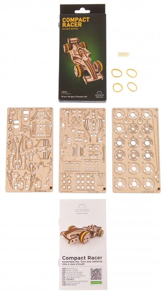 Ugears 3D mechanické puzzle Závoďák compact racer 90 ks