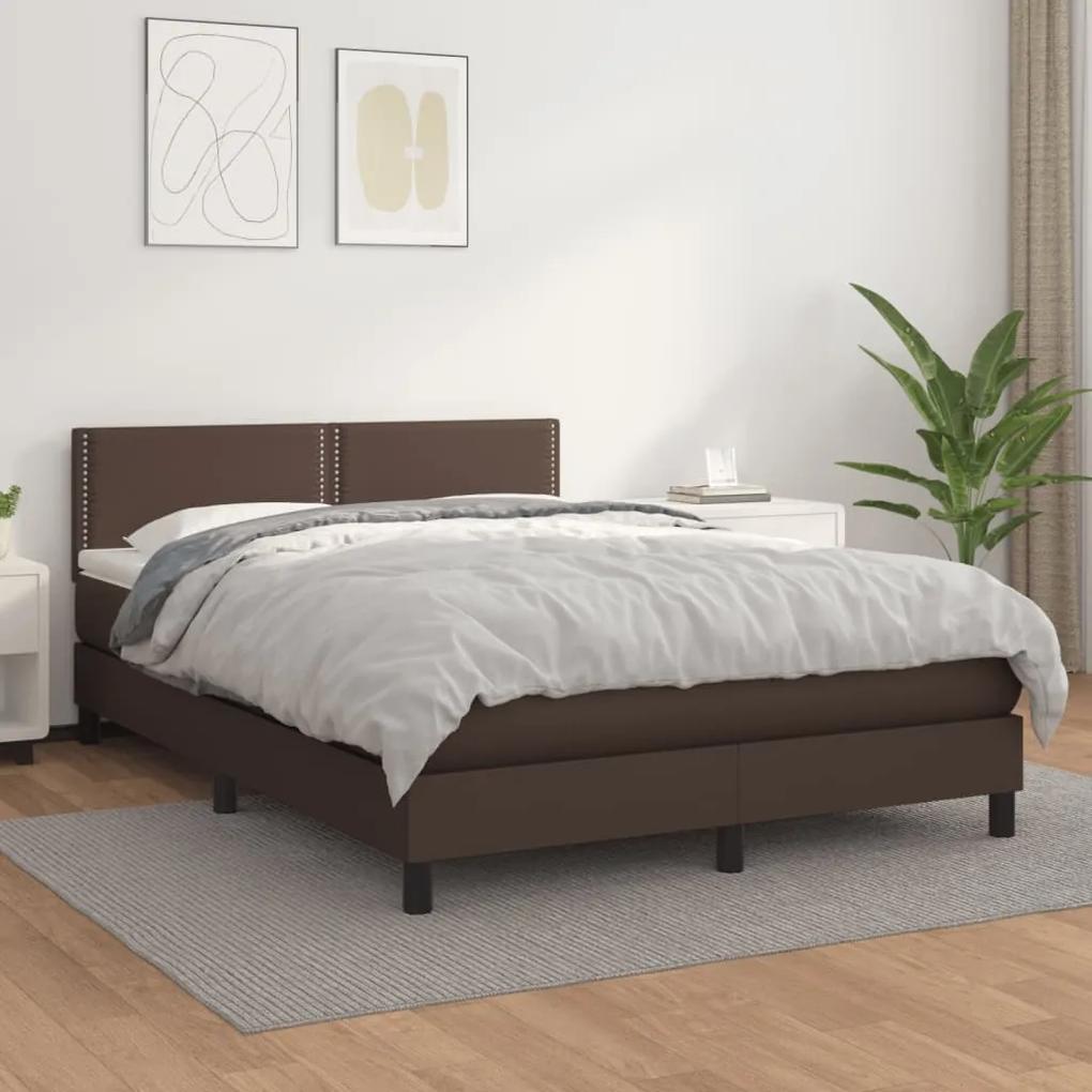 Box spring postel s matrací hnědá 140x190 cm umělá kůže,  3141062