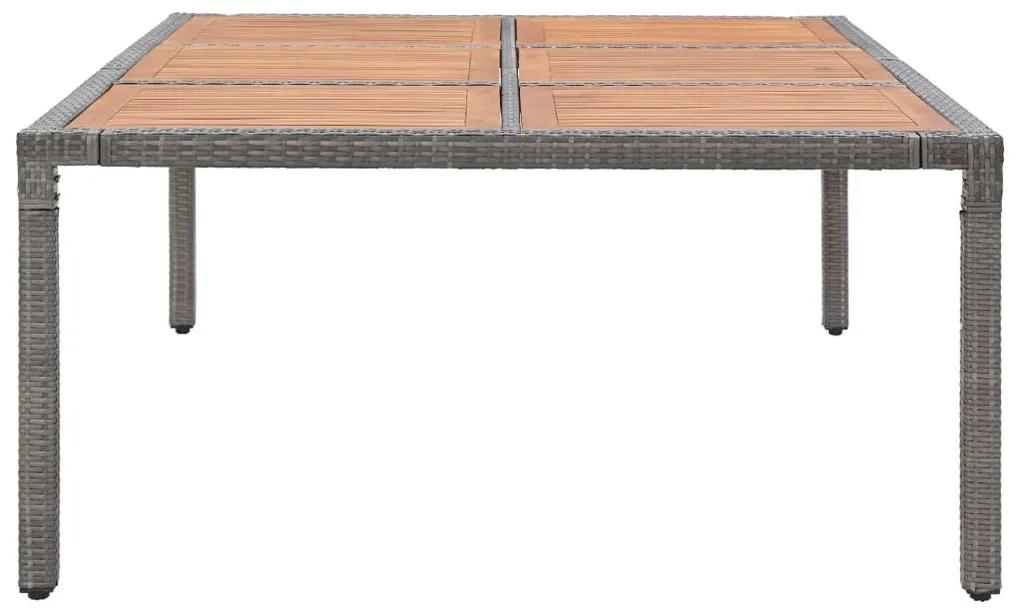 vidaXL Zahradní stůl šedý 200 x 150 x 74 cm polyratan a akáciové dřevo