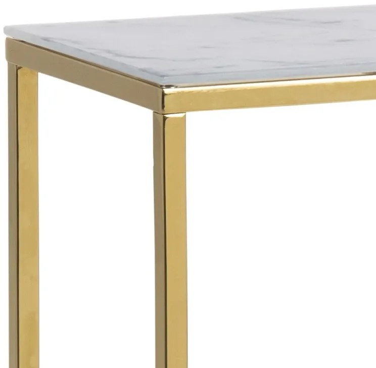 Konzolový stolek Alisma mramor bílý/zlatý