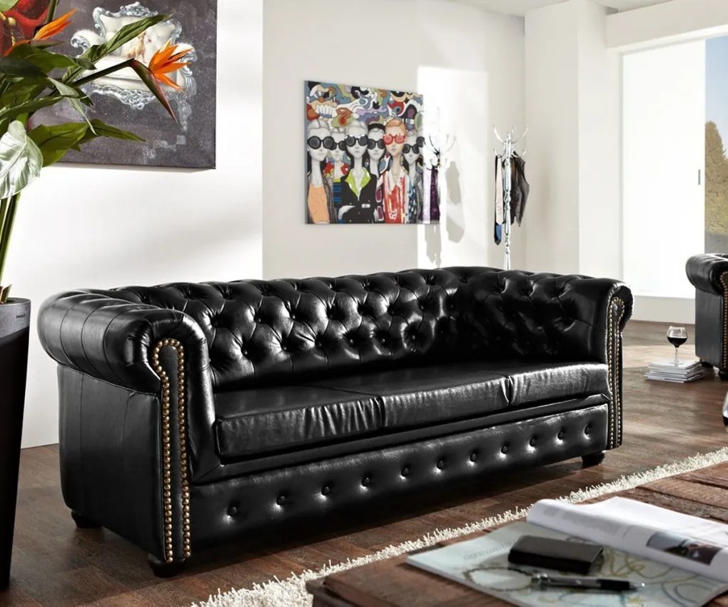 Askont Pohovka Chesterfield Bis 3M Antique Black