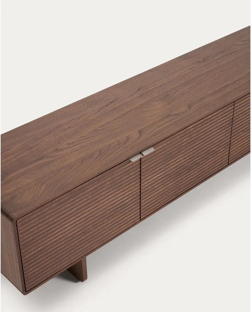 Tmavě hnědý TV stolek v dekoru ořechu 200x46x40 cm Norlen – Kave Home