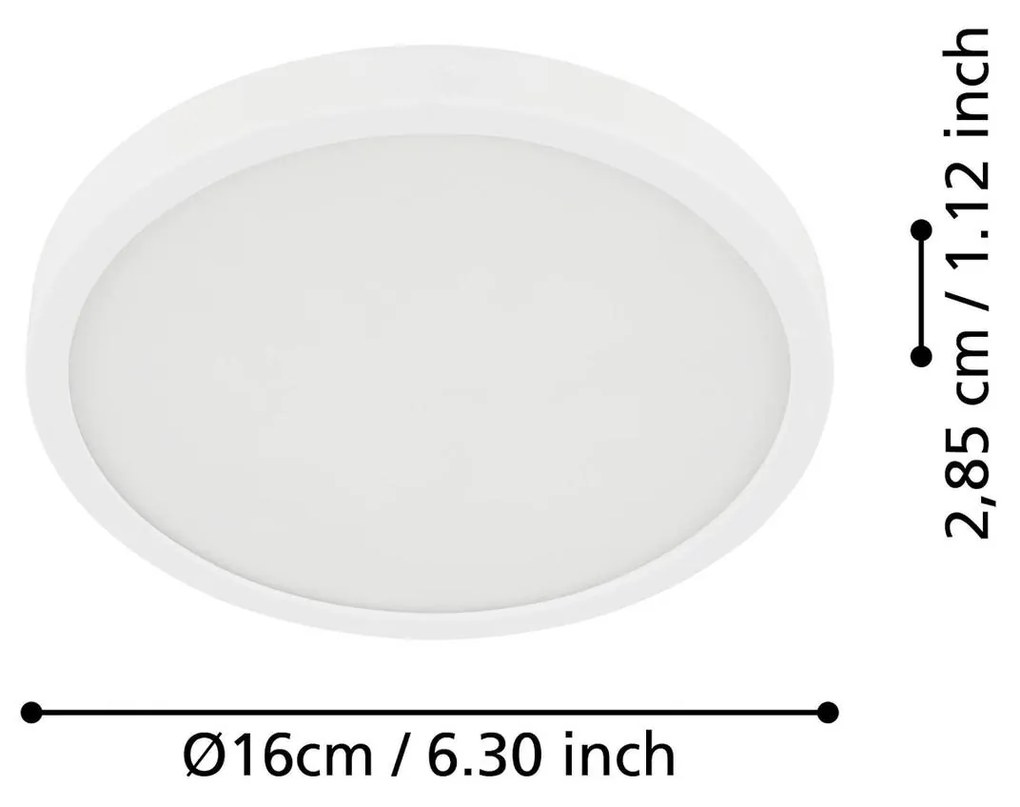 LED stropní svítidlo Fueva 5 IP44 3000K bílé Ø16cm