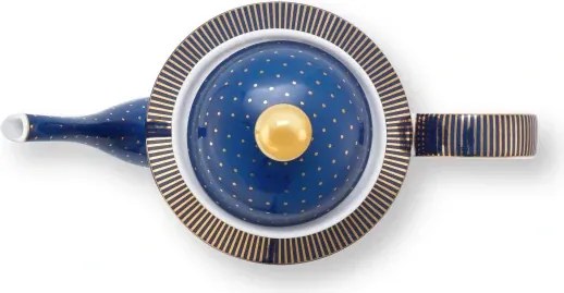 Pip Studio Dot Delight Navy-gold čajová konvice 1,25l, modrá-zlatá (Nádherná čajová konvice v jedinečném designu)