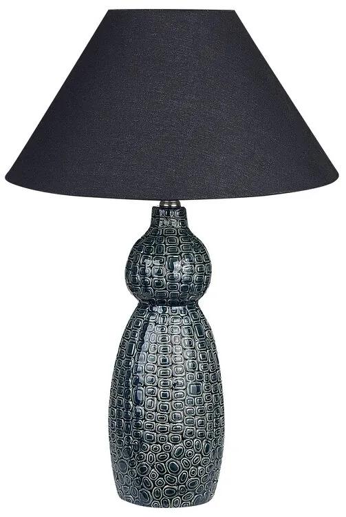 Keramická stolní lampa tmavě modrá/černá MATINA Beliani