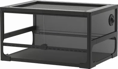 PawHut zvýšené skládací terárium pro plazy 60 × 45 × 32 cm (24 × 18 × 13 palců) — kalené sklo, zamykatelné víko, podávací dvířka, síťované větrání, 3…