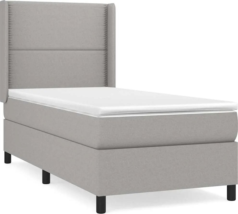 Box spring postel s matrací světle šedá 90x200 cm textil 3131321
