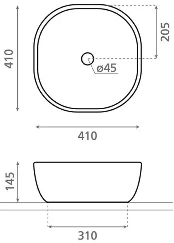 Bathco 4071 - Umyvadlo na desku OLEA 41x41 cm porcelán/bílá