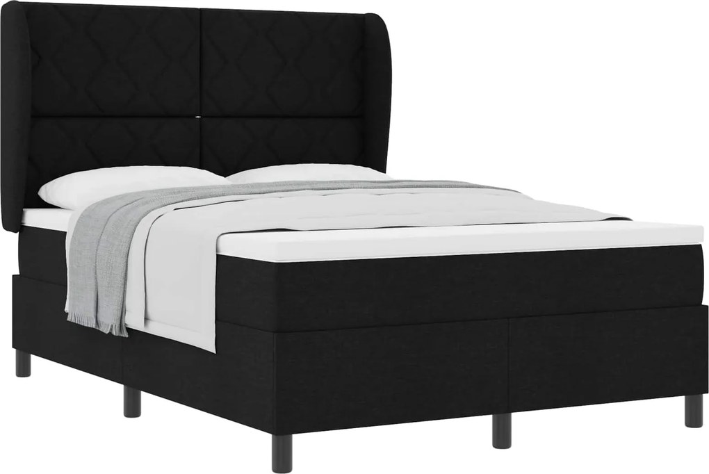 Postel s boxspringem s čelo Černá 160 x 200 cm textil 3340636