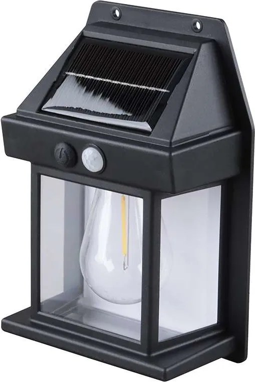 LED solární nástěnné světlo WL918, černá