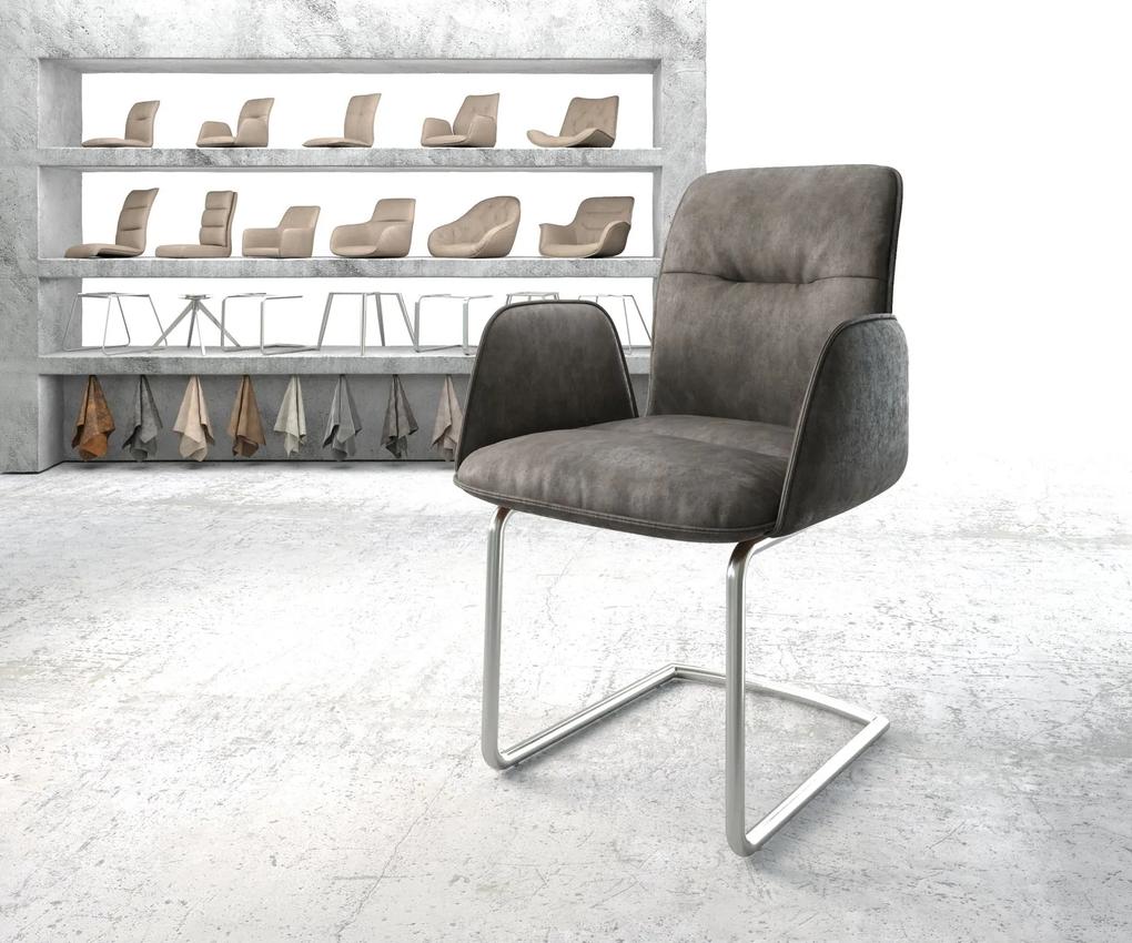 DELIFE Jídelní židle Vinja-Flex antracitová vintage kulatá konzolová podnož z nerezové oceli