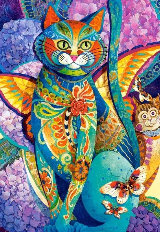 Puzzle Castorland 1500 dílků - Malovaná kočka