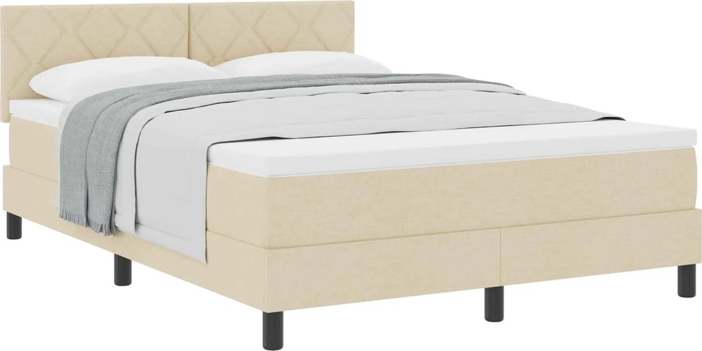 Postel s boxspringem s polštářem Krémová 160 x 200 cm textil 3338781