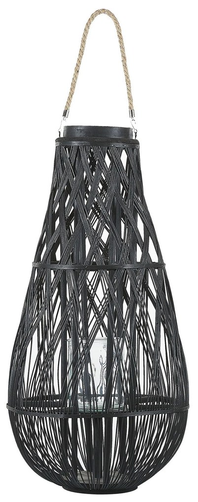 Proutěný lampion černý 77 cm TONGA Beliani