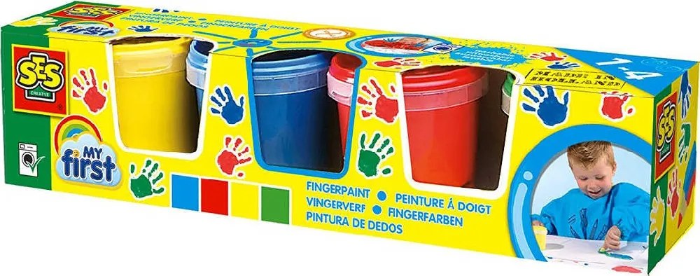 SES CREATIVE Baby moje první barvy prstové set 4 tuby 150ml smývatelné 14413