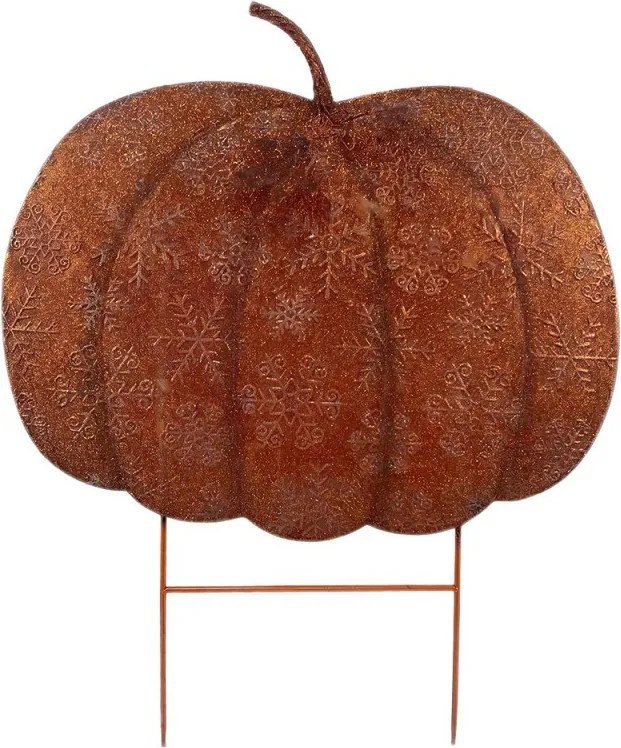 Velký kovový zahradní zápich dýně Pumpkin Rust - 77*3*93 cm