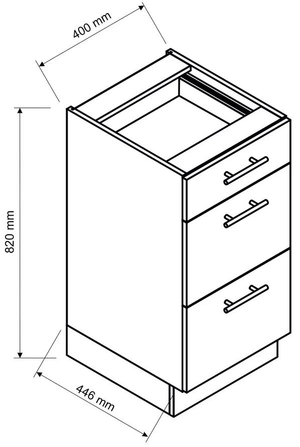D40S3 d. skříňka se 3-zásuvkami CARLO šedá grafit/artisan