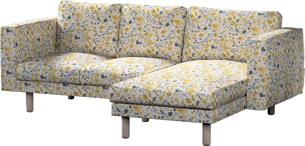 Potah na pohovku IKEA Norsborg 3-místná se šezlongem barva žlutá látka pletený vzor, vzorované