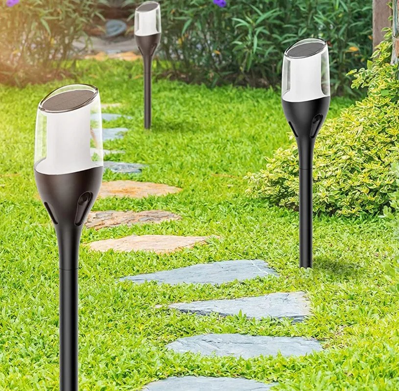 BERGE 12x Solární LED Lampa Svítilna S Plamenem 65 cm Silná PREMIUM