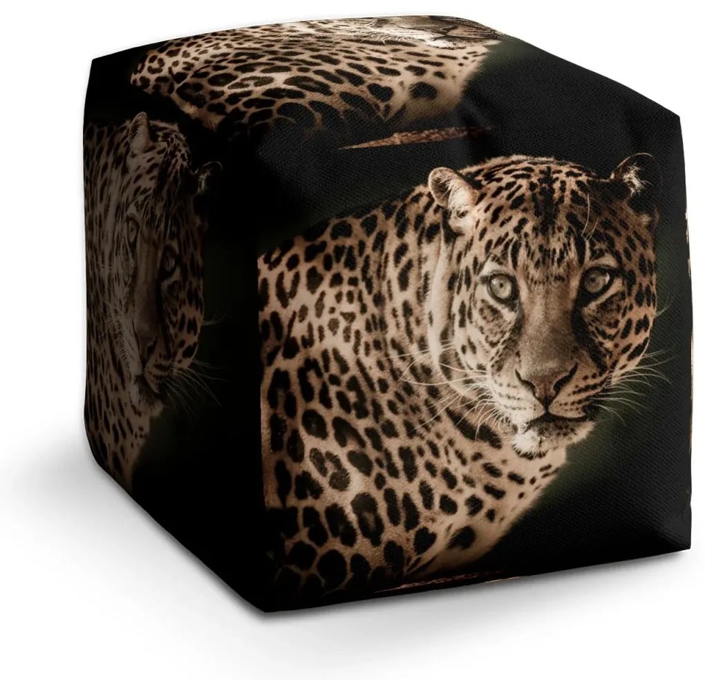 Sablio Taburet Cube Levhart: 40x40x40 cm