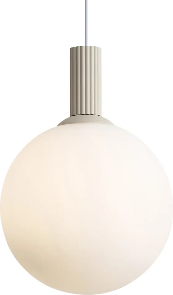 Skandinávská závěsná lampa béžová s opálovým sklem - Polly