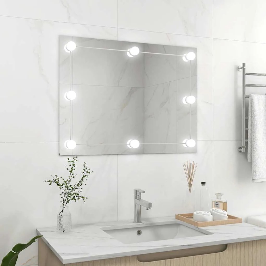 Nástěnné zrcadlo bez rámu s LED osvětlením obdélníkové sklo 3078644
