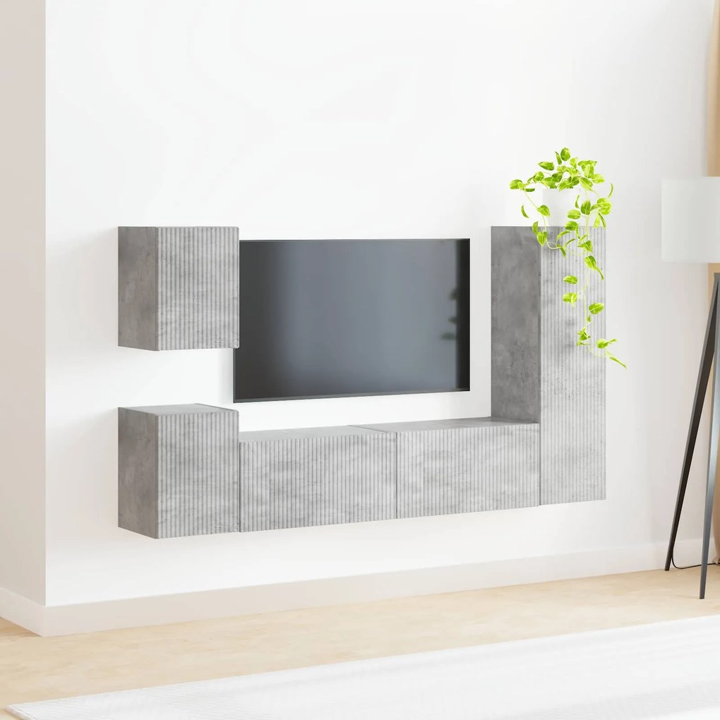 Sestava TV skříněk 4 ks Betonově šedá Kompozitní dřevo 3409027