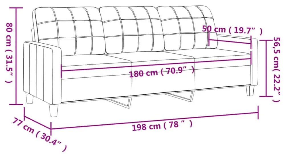 Petromila 3místná pohovka šedá 180 cm umělá kůže