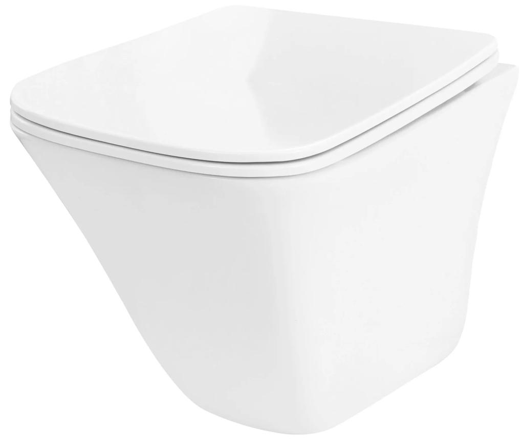 REA - Tobi Rimless závěsná WC mísa včetně sedátka, bílá, REA-C1364