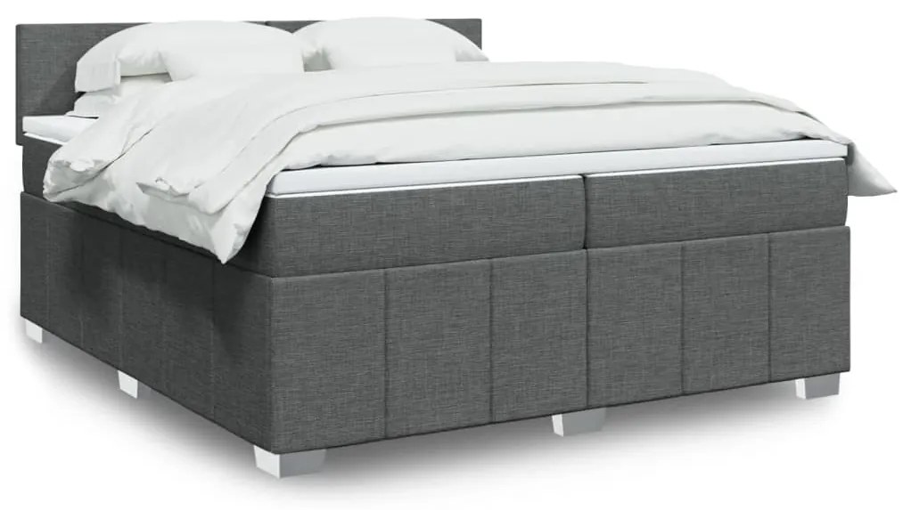 Box spring postel s matrací tmavě šedá 200x200 cm textil