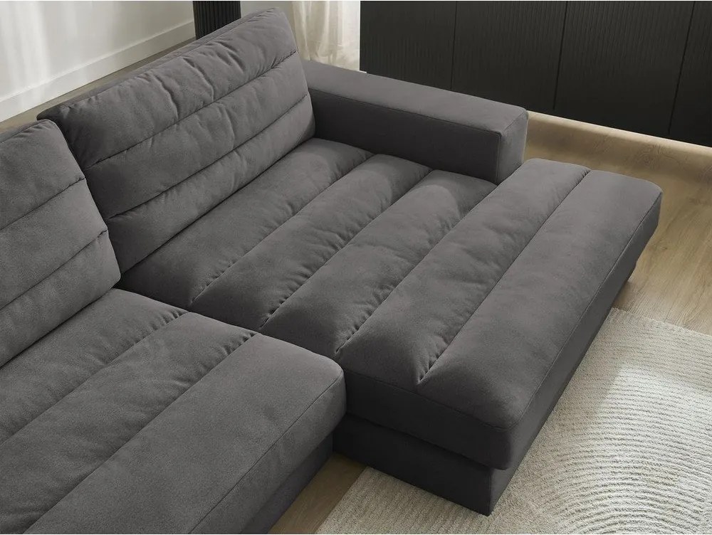 Antracitová sametová rohová pohovka (pravý roh/s lenoškou) Sierra – Bobochic Paris