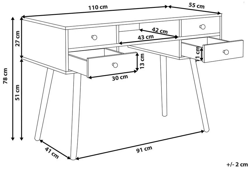 Psací stůl 110x55 cm Lan (bílá). 1035568