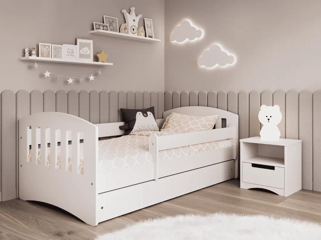 Benlemi Jednolůžková postel CLASSIC do dětského pokoje Zvolte rozměr: 80x160 cm, Zvolte matraci: Pěnová matrace, Zvolte šuplík: Bez šuplíku