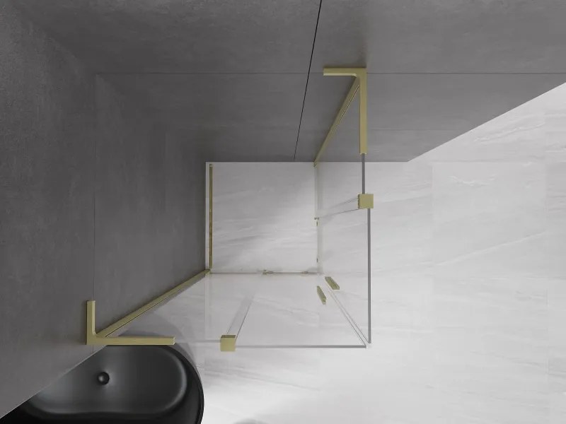 Mexen Velar L Duo, sprchový kout s posuvnými dveřmi 100 x 100 cm, 8mm čiré sklo, zlatá matná, 871-100-100-02-03-55