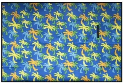 Pikniková deka modré barvy s motivem palmy