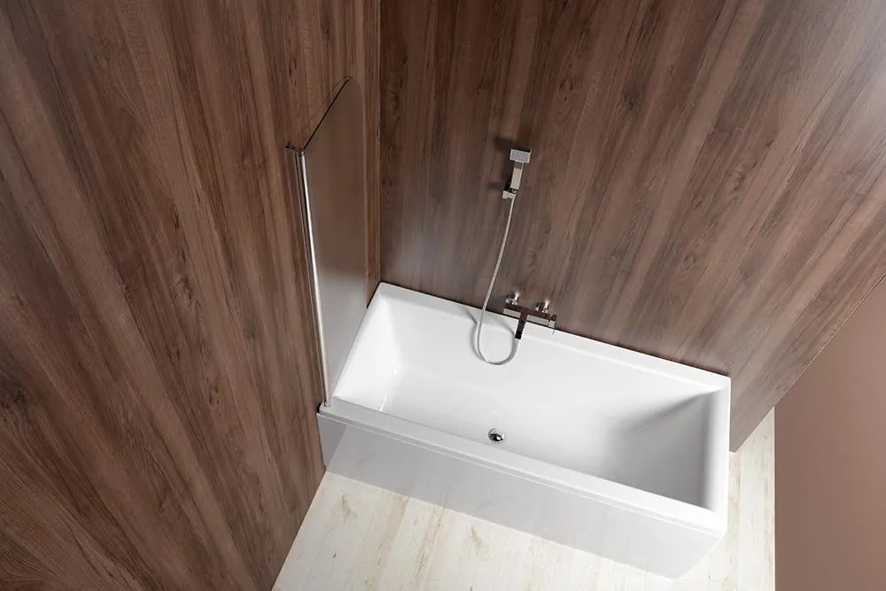 Aqualine Aqualine, VILMA vanová zástěna 600x1400 mm, chrom, levá, brick sklo, AQ6018L