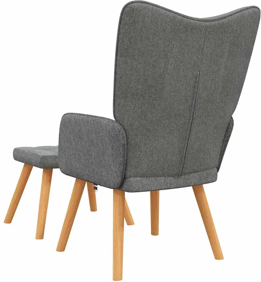 Relaxační křeslo se stoličkou tmavě šedé textil 327931