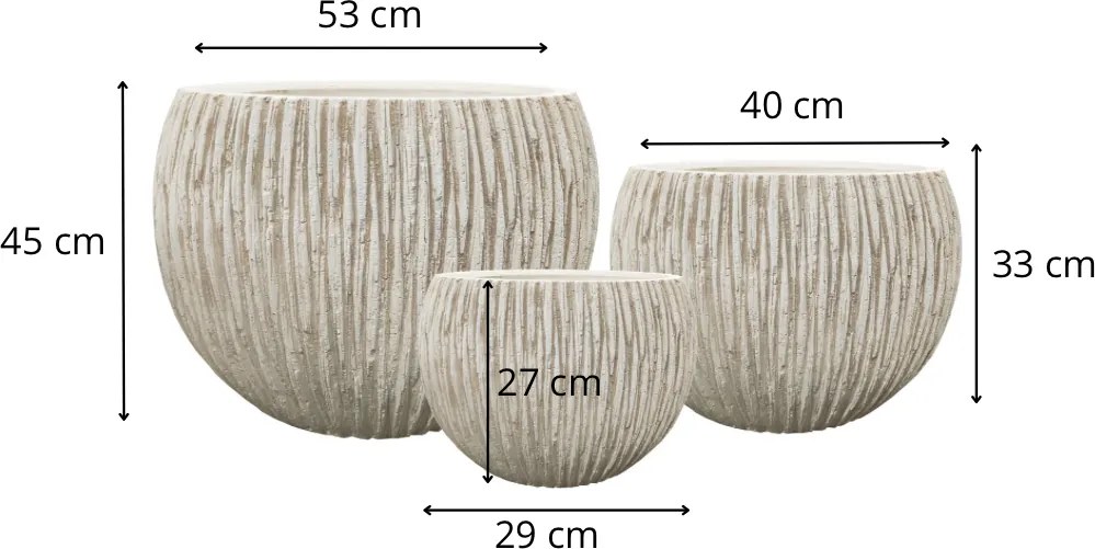 Sada 3 ks květináčů HEVRA VIII béžová