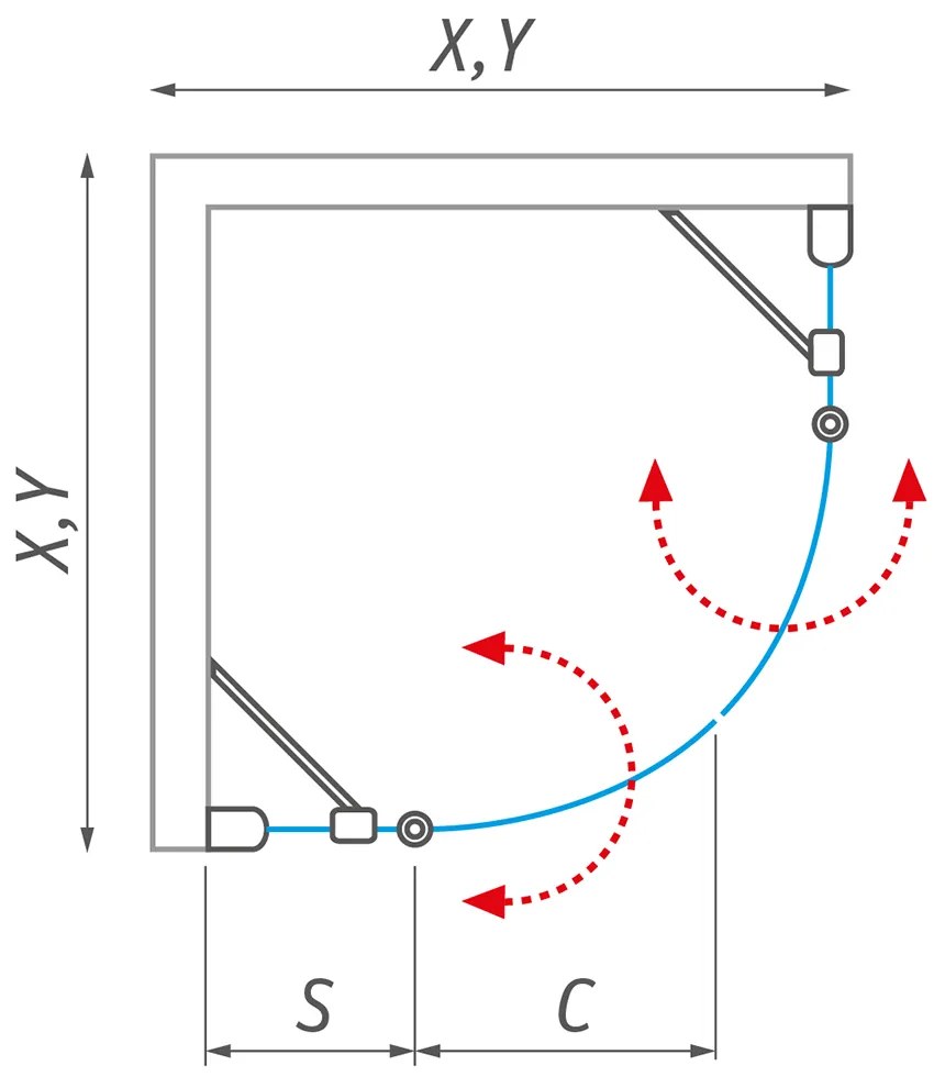 Roth Tower Line čtvrtkruhový sprchový kout 90 x 90 x 201,7 cm 738-9000000-00-02 brillant / transparent