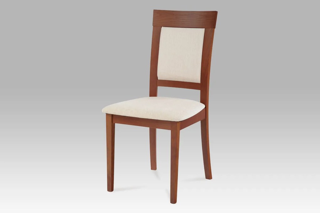 Jídelní židle dřevěná dekor třešeň a potah krémová látka BC-3960 TR3