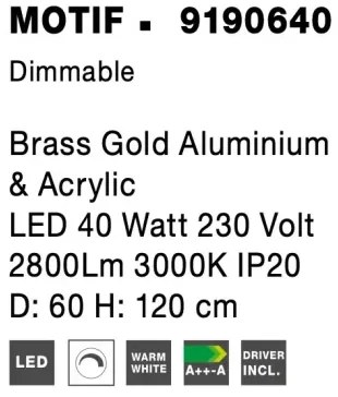 LED lustr Motif 60 zlaté stmívatelné