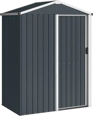 Outsunny venkovní zahradní kůlna 1,1 m² 136x87x179 cm s posuvnými dveřmi, šikmou střechou a rukavicemi, tmavě šedá