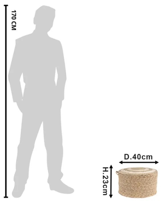 Pletený přírodní puf na sezení – 40x23 cm