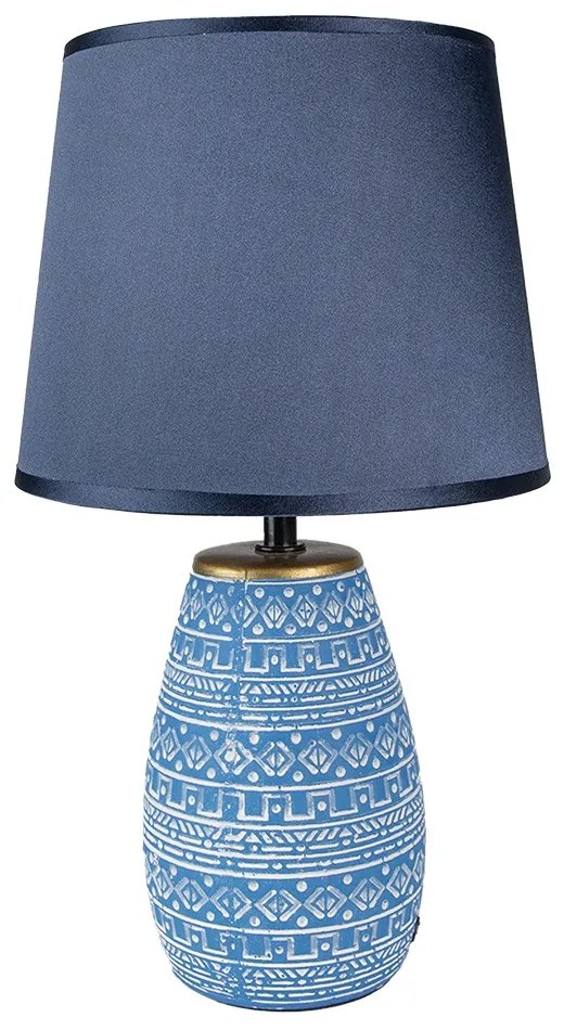 Modrá stolní lampa s keramickou základnou Etnie - Ø 20*35 cm E27/max 1*60W