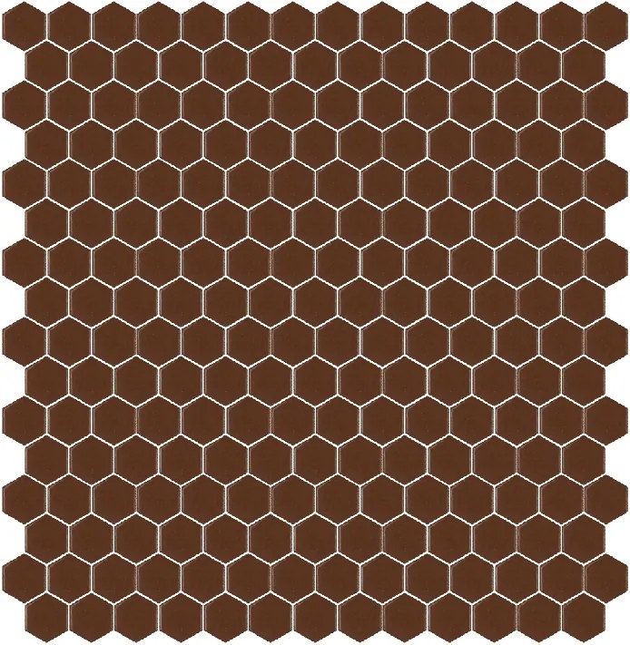 Hisbalit Skleněná mozaika hnědá Mozaika 210A SATINATO hexagony 2,3x2,6 (33,33x33,33) cm - HEX210ALH